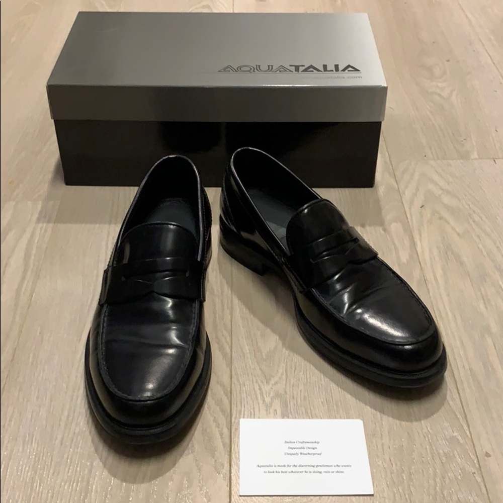 Aquatalia Neil Designer Weatherproof Penny Loafers - Gem